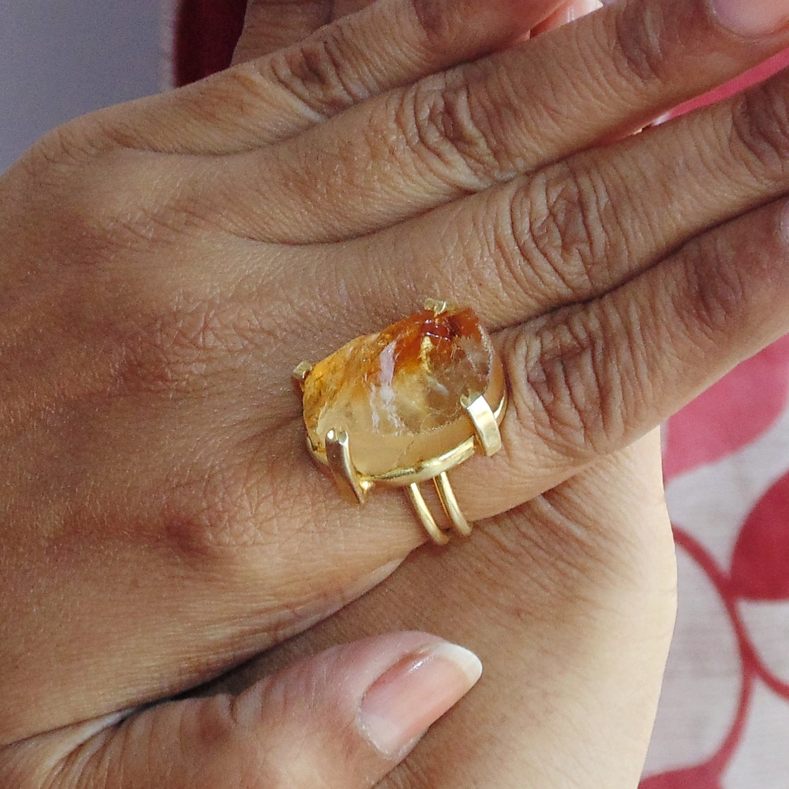 Natural Citrine Ring Rough Stone Ring November Birthstone - Etsy