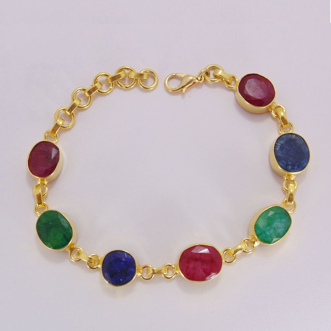 Handmade Bracelet, Corundum Bracelet, Gold Plated Bracelet, Colored ...