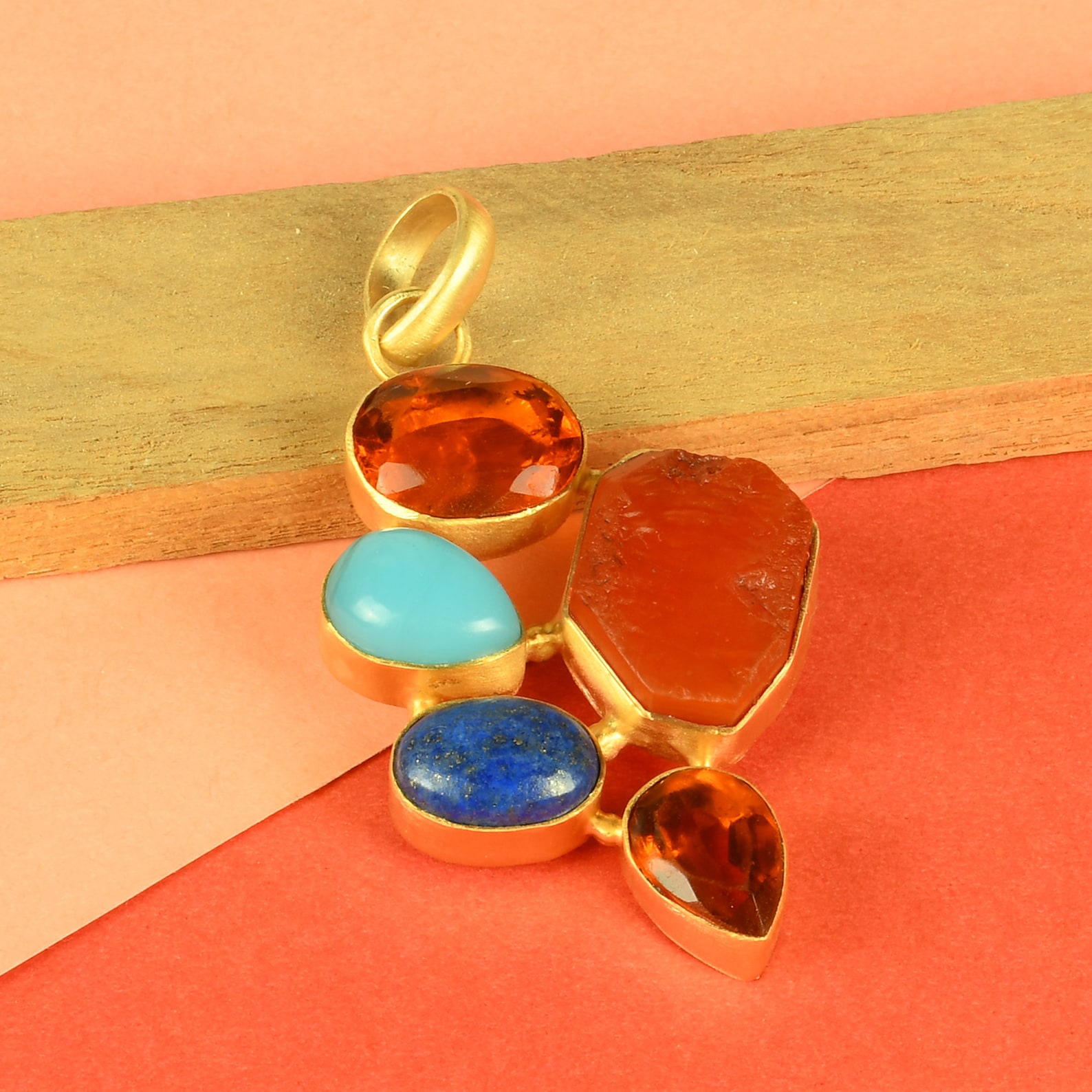 Multi Stone Pendant Handcrafted Pendant Statement Pendant | Etsy