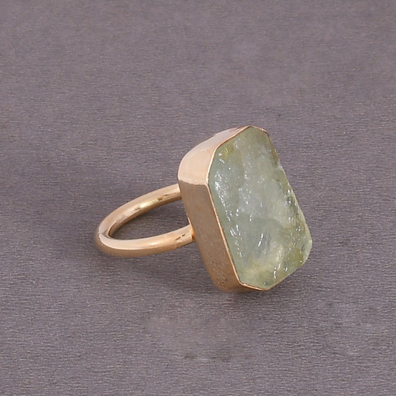 18K Gold Plated Ring Green Fluorite Ring Brass Ring Stone - Etsy