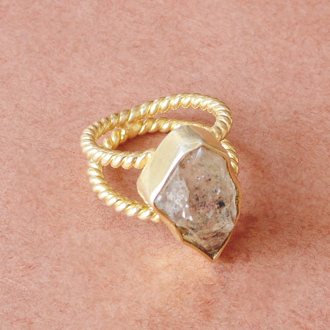 Artisan Crafted Ring, Herkimer Diamond Ring, Raw Gemstone Jewelry ...