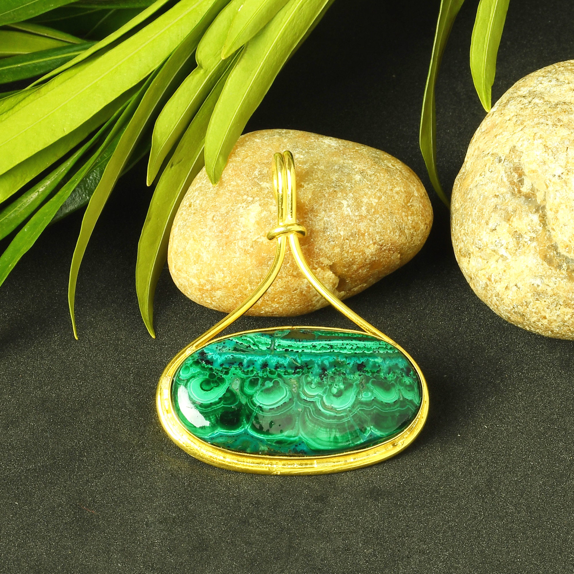 Natural Azurite Malachite Pendant Large Gemstone Pendant | Etsy