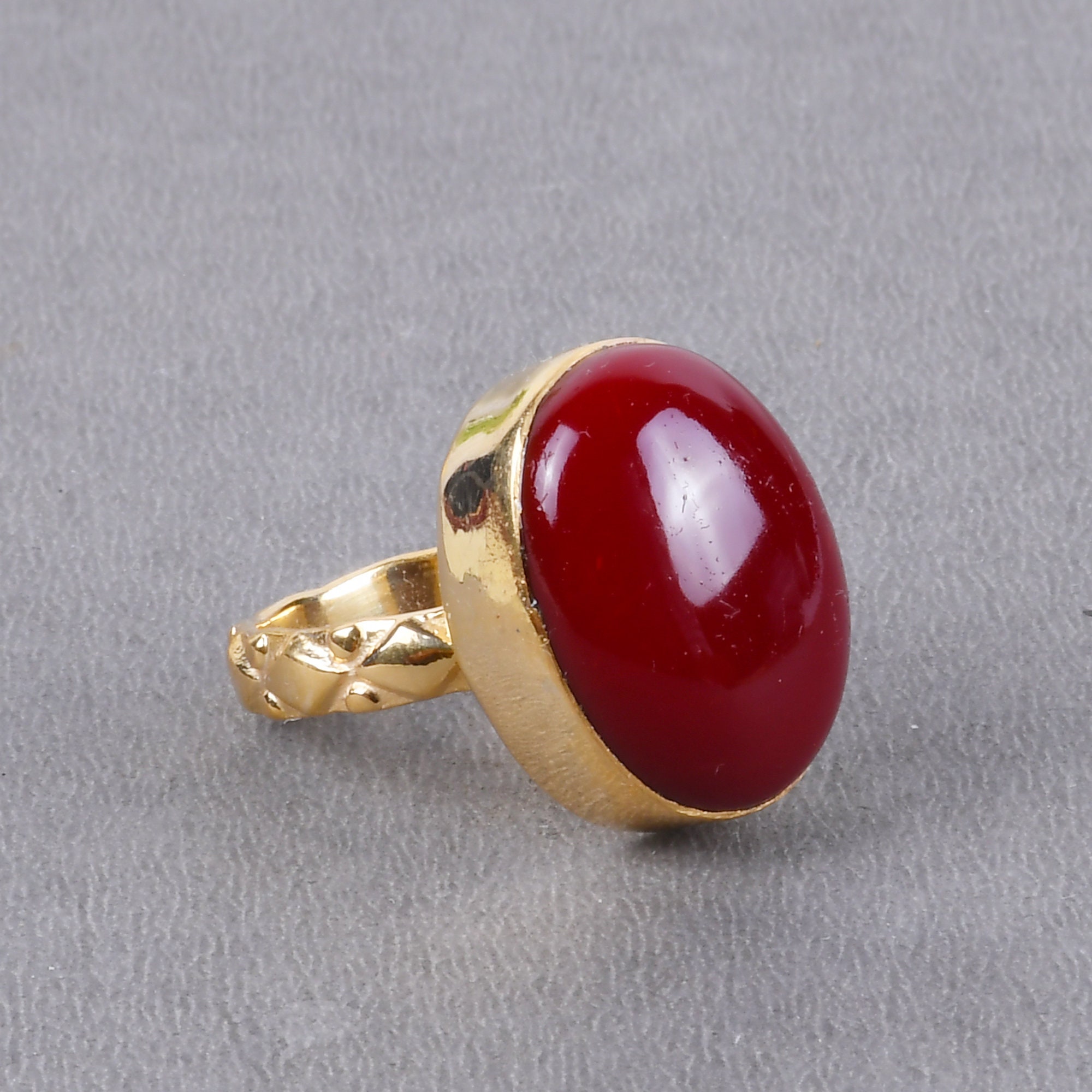Handmade Ring Red Coral Ring 18K Yellow Gold Plated Ring - Etsy
