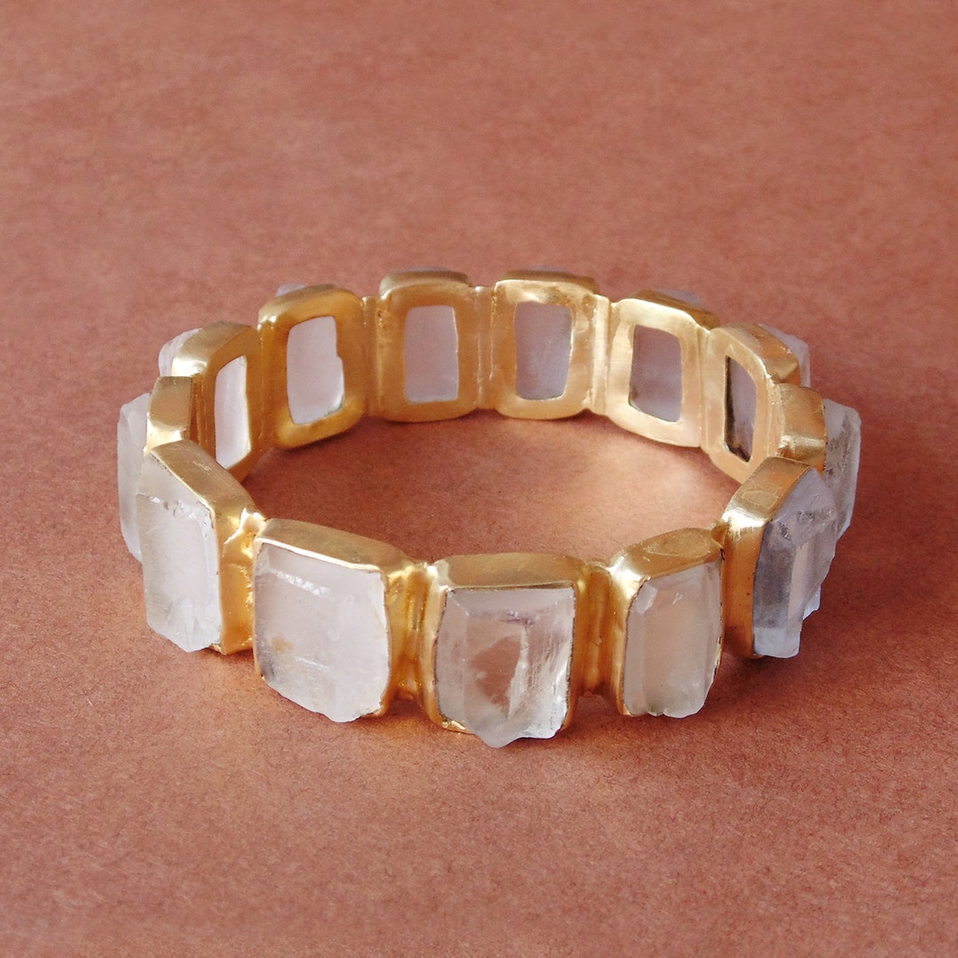 Wholesale Natural Rough Stone Jewelry, Raw Crystal Quartz Bangle, Bezel ...