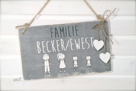 personalized nameplate name tag family in gray | Etsy