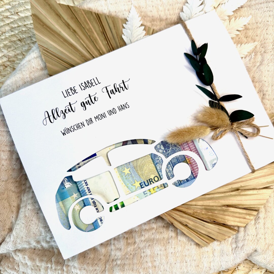 Personalisierte Führerschein Geldgeschenk Karte I Gutschein I Bestanden Glückwunschkarte Auto I ...