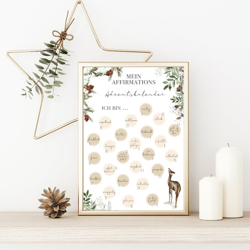 Mindfulness Advent Calendar as Poster With 24 Affirmations - Etsy