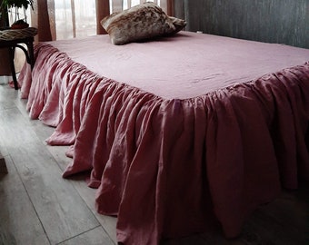 Natural linen bedskirt bed ruffles linen dust ruffles bed | Etsy