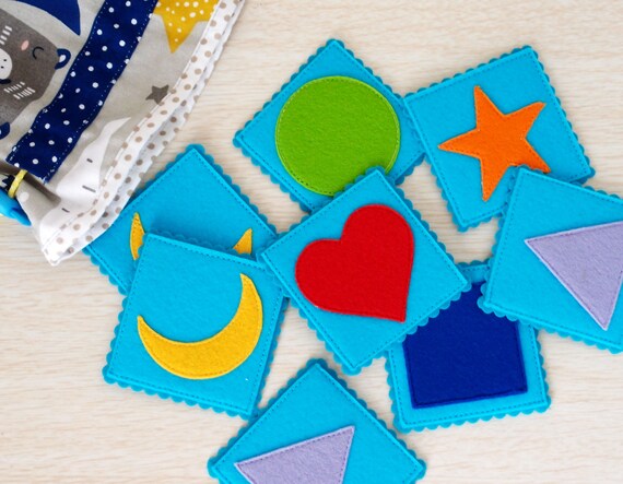 Shapes Memory Game Felt Matching Pairs Cards Preschool/ - Etsy