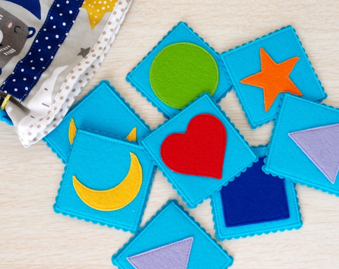 Shapes Memory Game, Felt Matching Pairs Cards - Preschool/ Homeschool ...