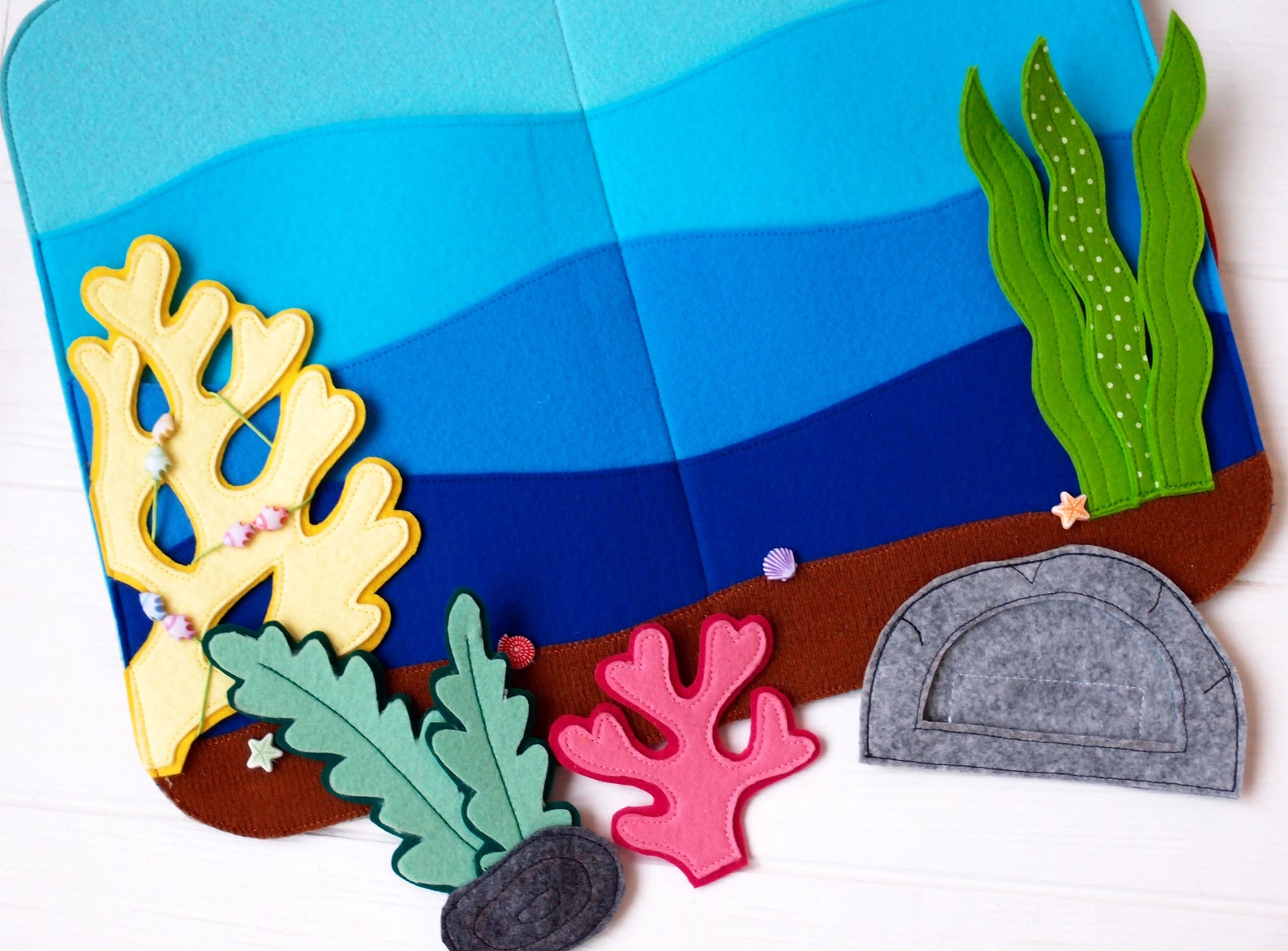 Under the Sea Play Set Magnetic Fishing Game with Felt Sea | Etsy