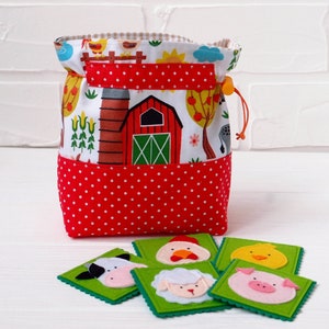 Farm Animals Memory Matching Game, Felt Fabric Pairs Game “on the Farm ...