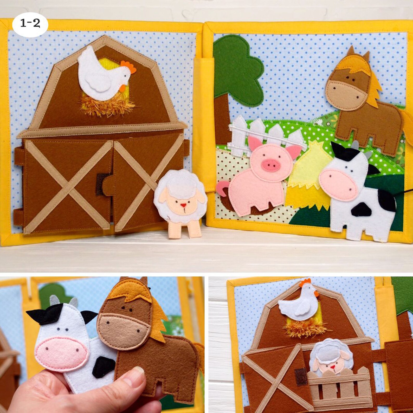 Farm Quiet Book Pages Toddler Busy Book Felt Activity Book for - Etsy