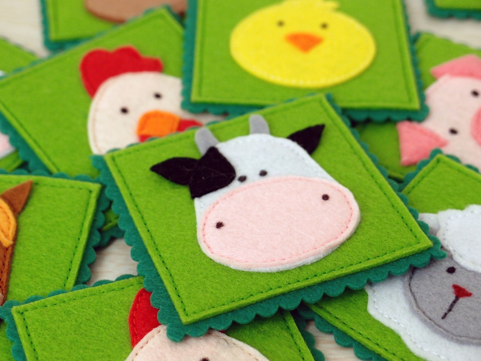 Farm Animals Memory Matching Game Felt Fabric Pairs Game on - Etsy