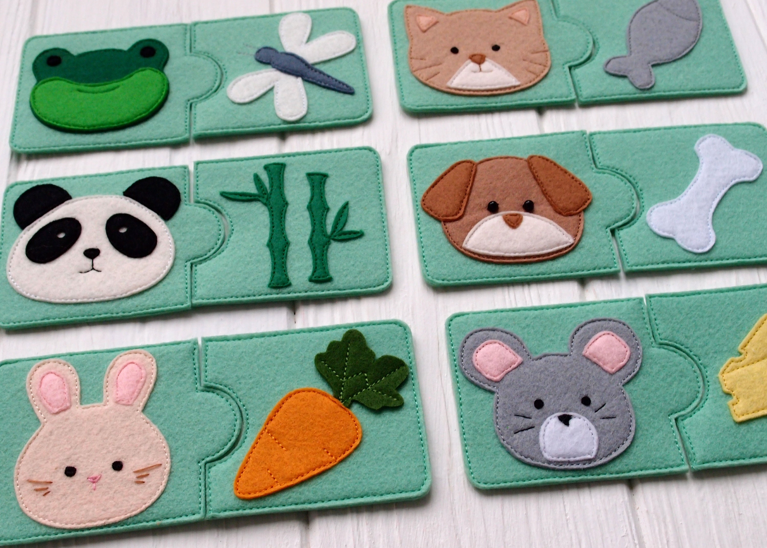 Felt Animals and Their Food Matching Game: Educational Toddler Puzzle ...