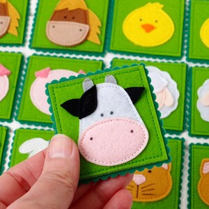 Farm Animals Memory Matching Game, Felt Fabric Pairs Game “on the Farm ...