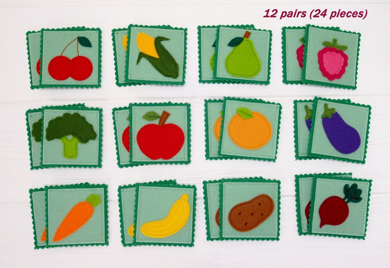 Felt Fabric Memory Matching Game for Kids to Learn Fruits and ...
