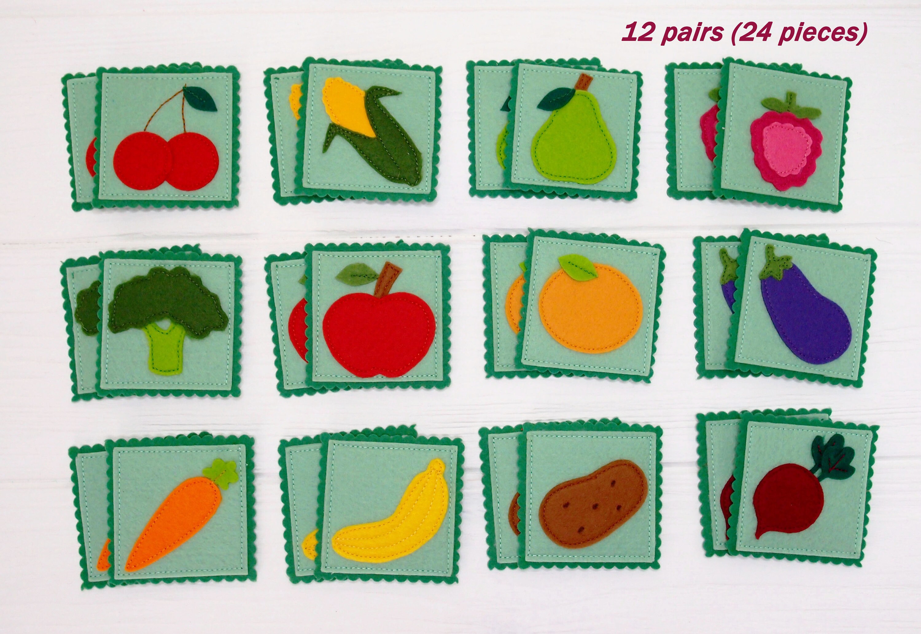 Felt Fabric Memory Matching Game for Kids to Learn Fruits and - Etsy Canada