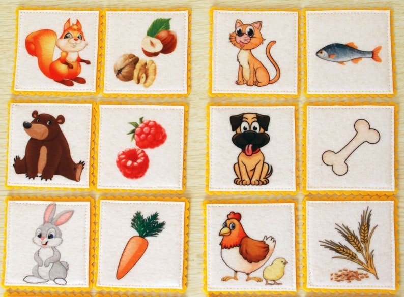 What Animals Eat Matching Game Felt Fabric Memory Game - Etsy