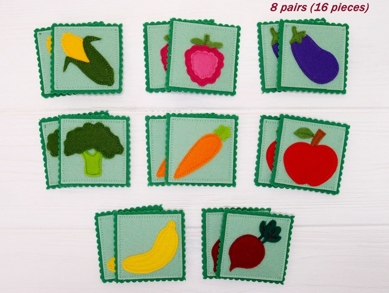 Felt Fabric Memory Matching Game for Kids to Learn Fruits and - Etsy