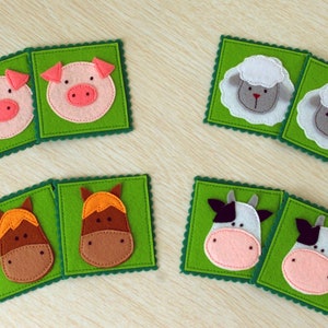Farm Animals Memory Matching Game Felt Fabric Pairs Game on - Etsy