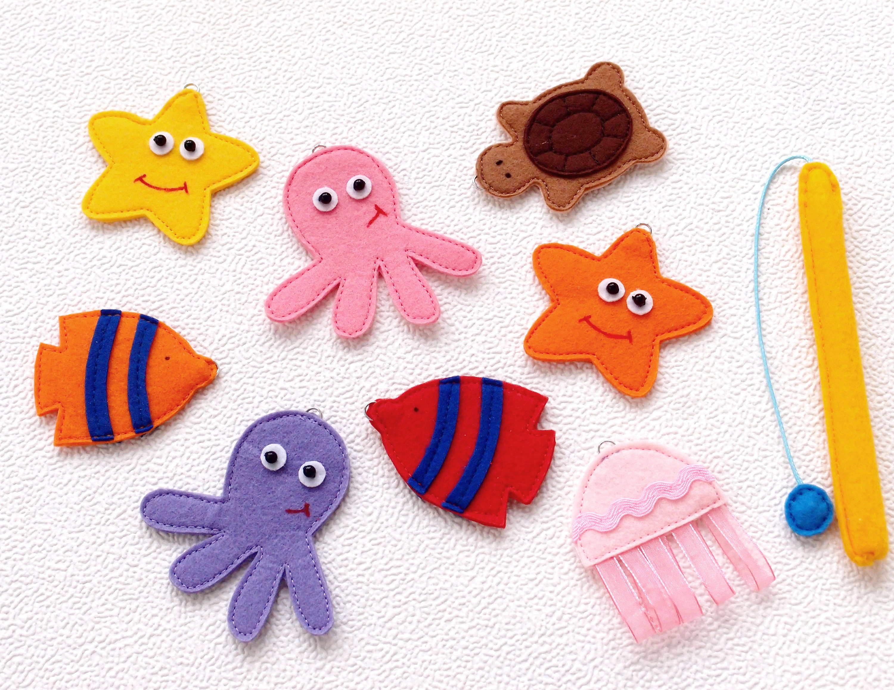 Magnetic Fishing Game Felt Sea Animals With Fishing Pole | Etsy
