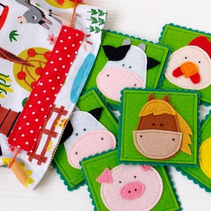 Farm Animals Memory Matching Game, Felt Fabric Pairs Game “on the Farm ...