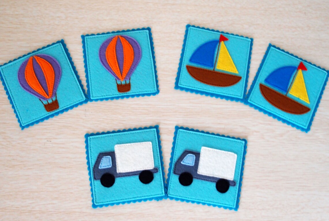 Transport Memory Matching Game Matching Pairs Game Felt - Etsy