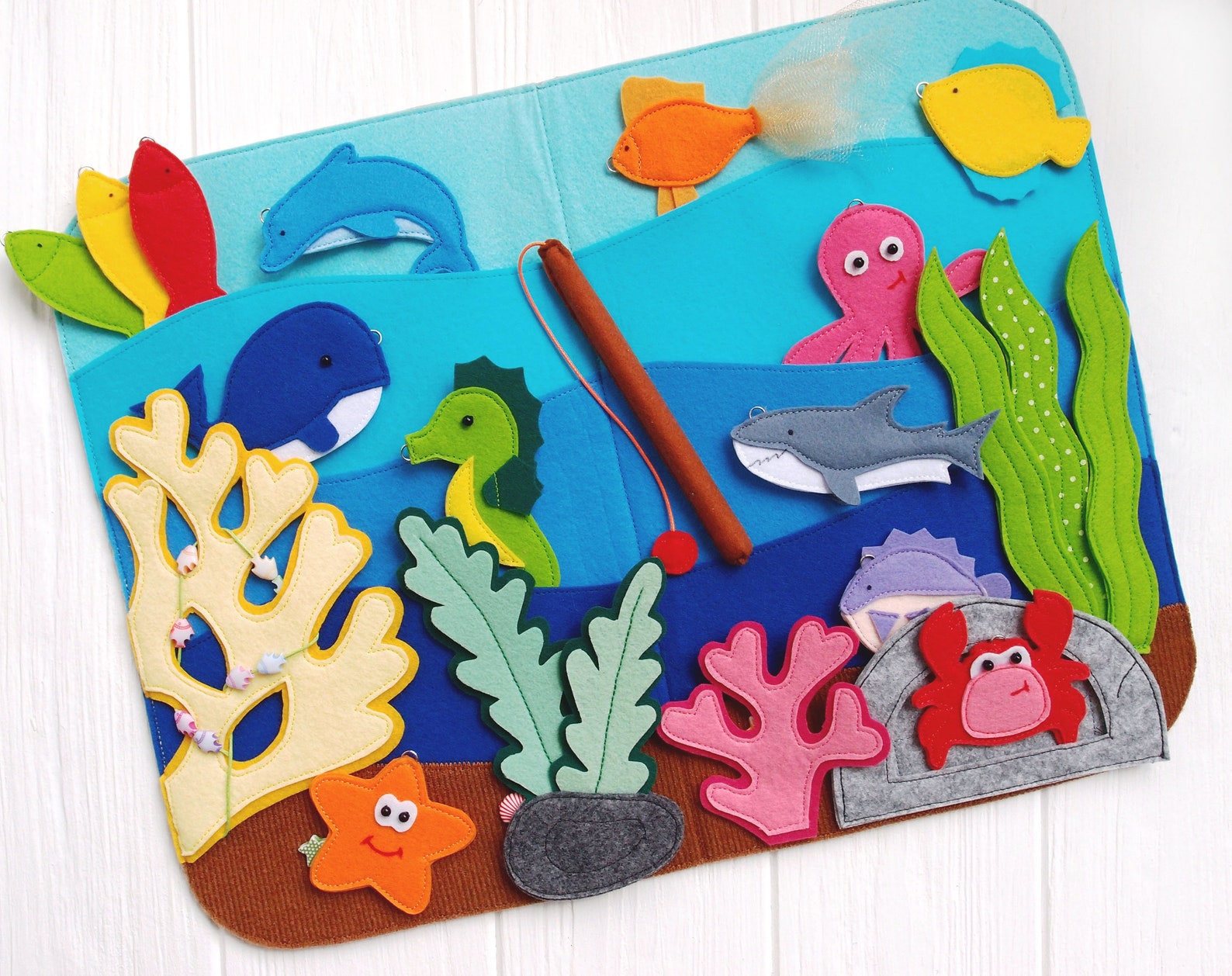 Under the Sea Play Set Magnetic Fishing Game with Felt Sea | Etsy