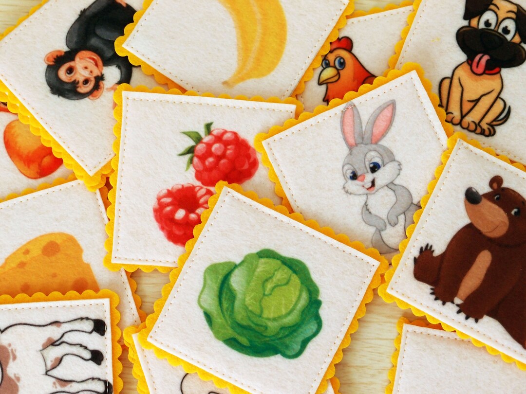 What Animals Eat Matching Game, Felt Fabric Memory Game Learning ...