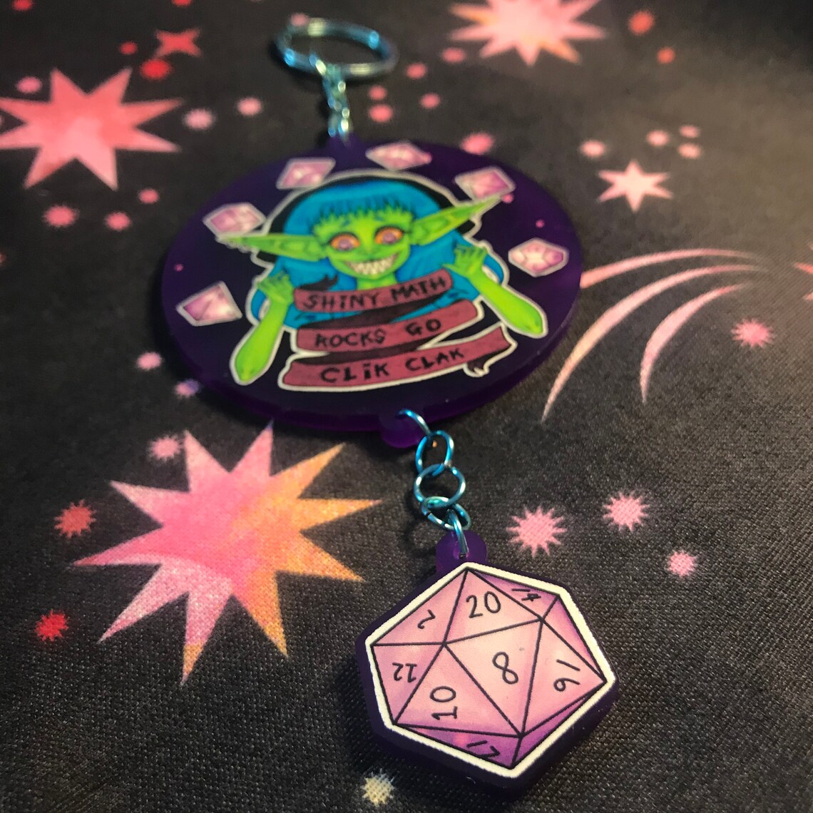 Shiny Math Rocks Go Clik Clak Purple D&D Dice Goblin Double - Etsy