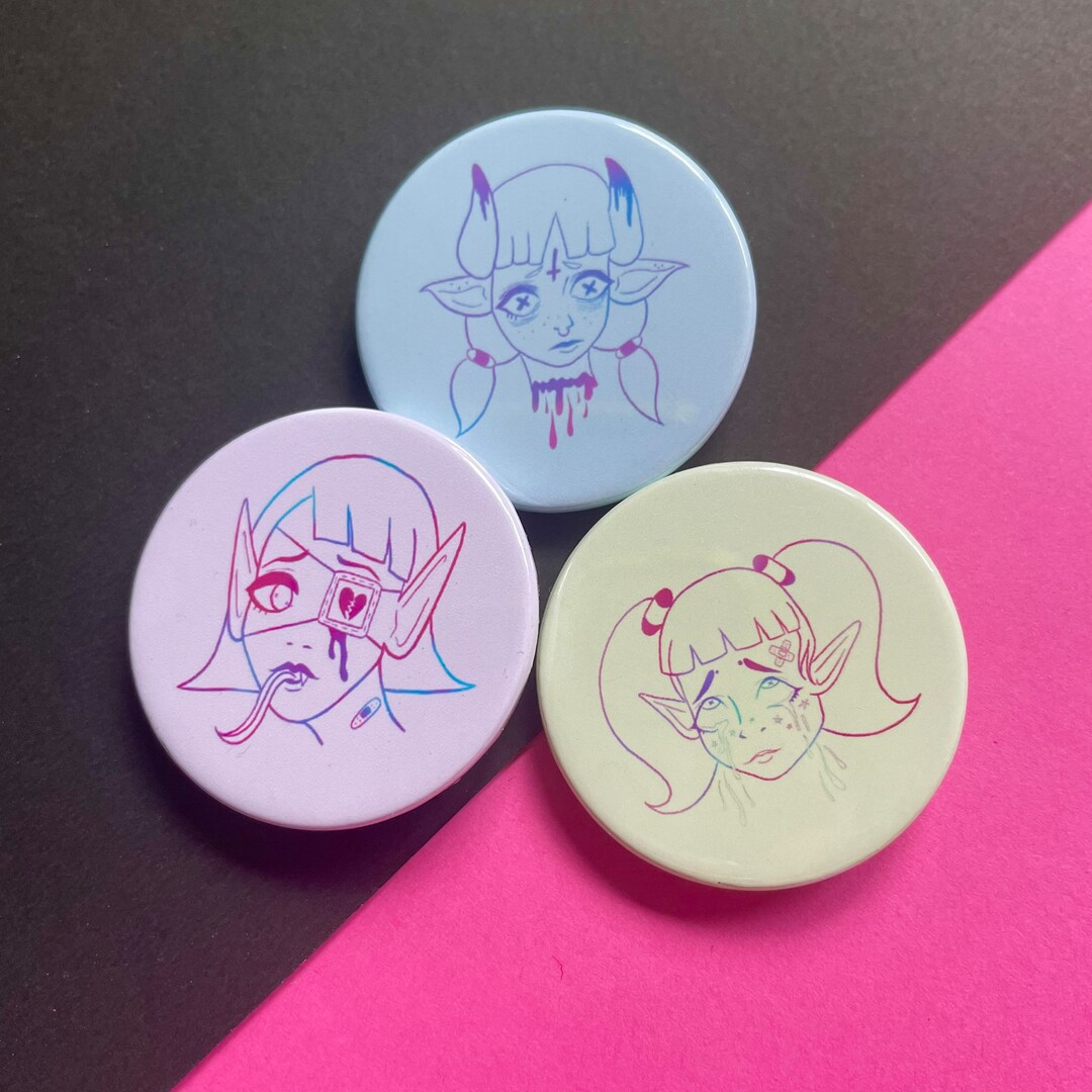 Menhera Sad Guro Monster Girls 1.5 Inch Badge - Etsy