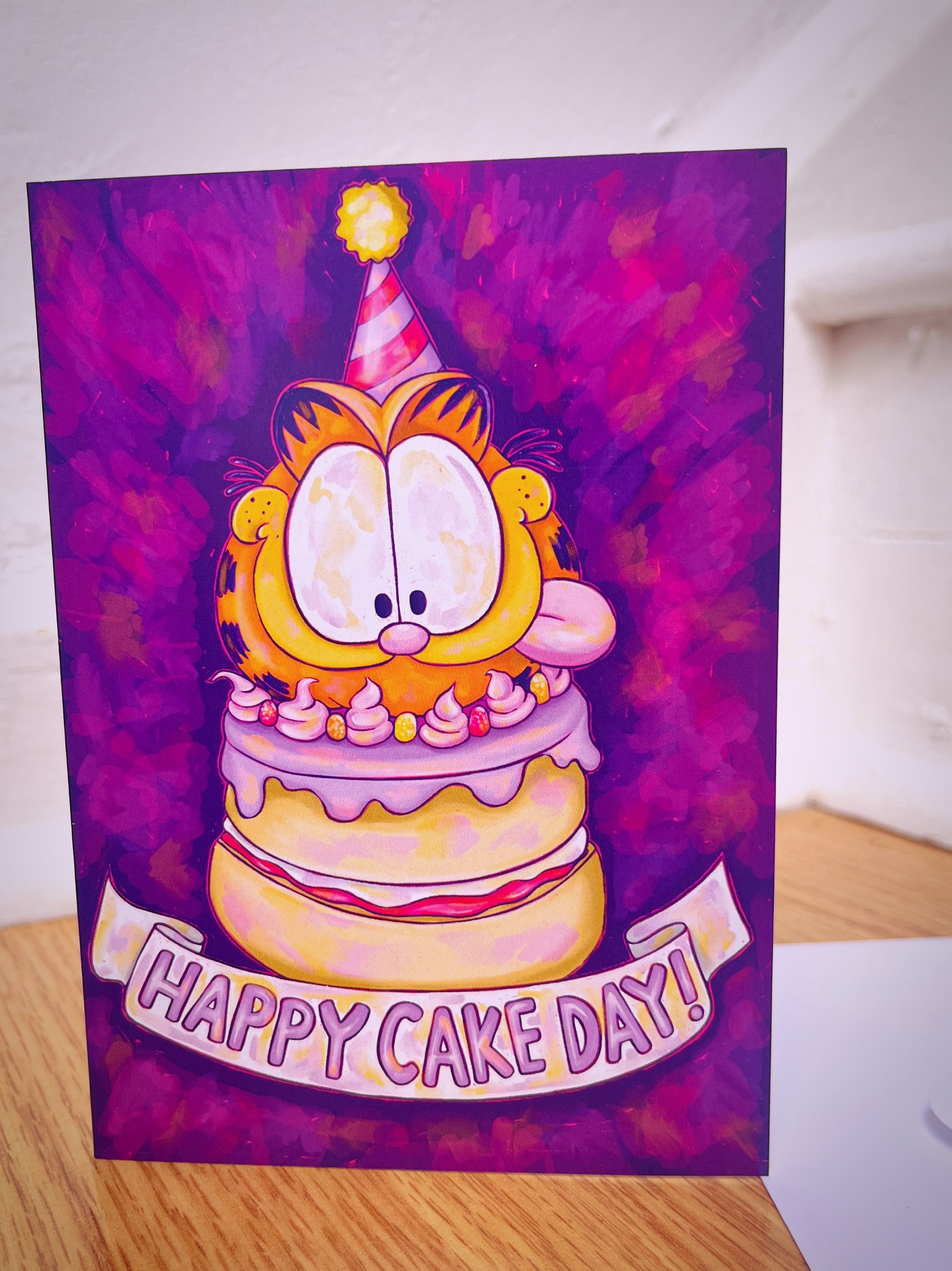 Garfield the Cat Birthday Card Happy Cake Day A6 - Etsy