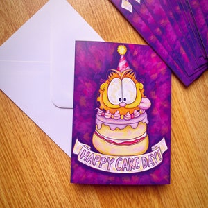 Garfield the Cat Birthday Card Happy Cake Day A6 - Etsy