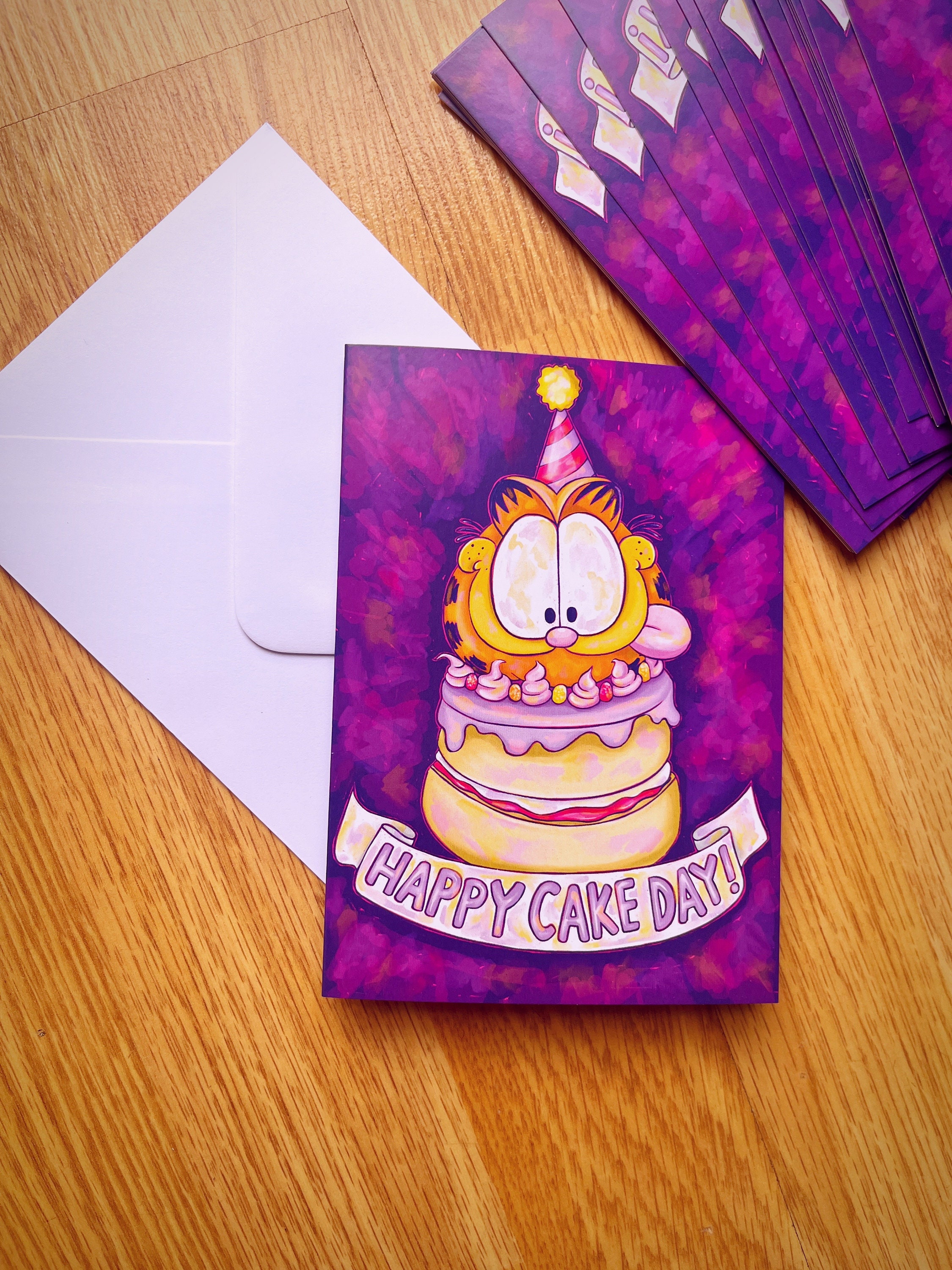 Garfield the Cat Birthday Card Happy Cake Day A6 - Etsy