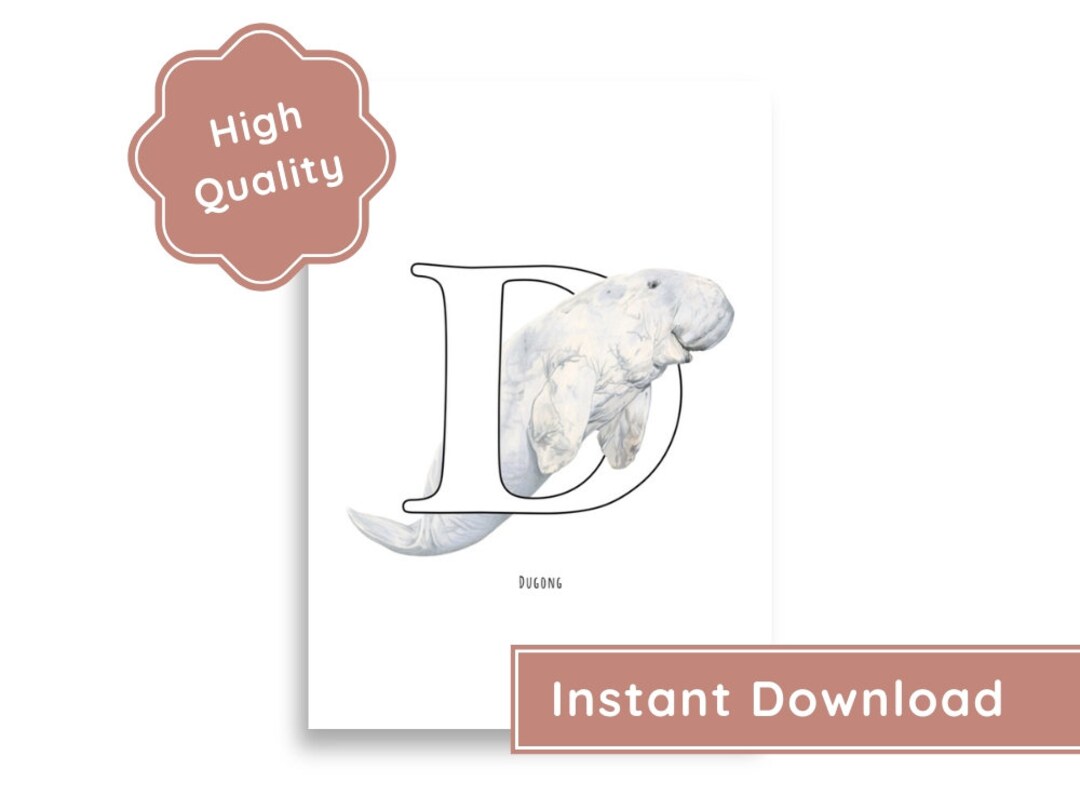 Dugong 'D' Poster - Digital Download - Etsy