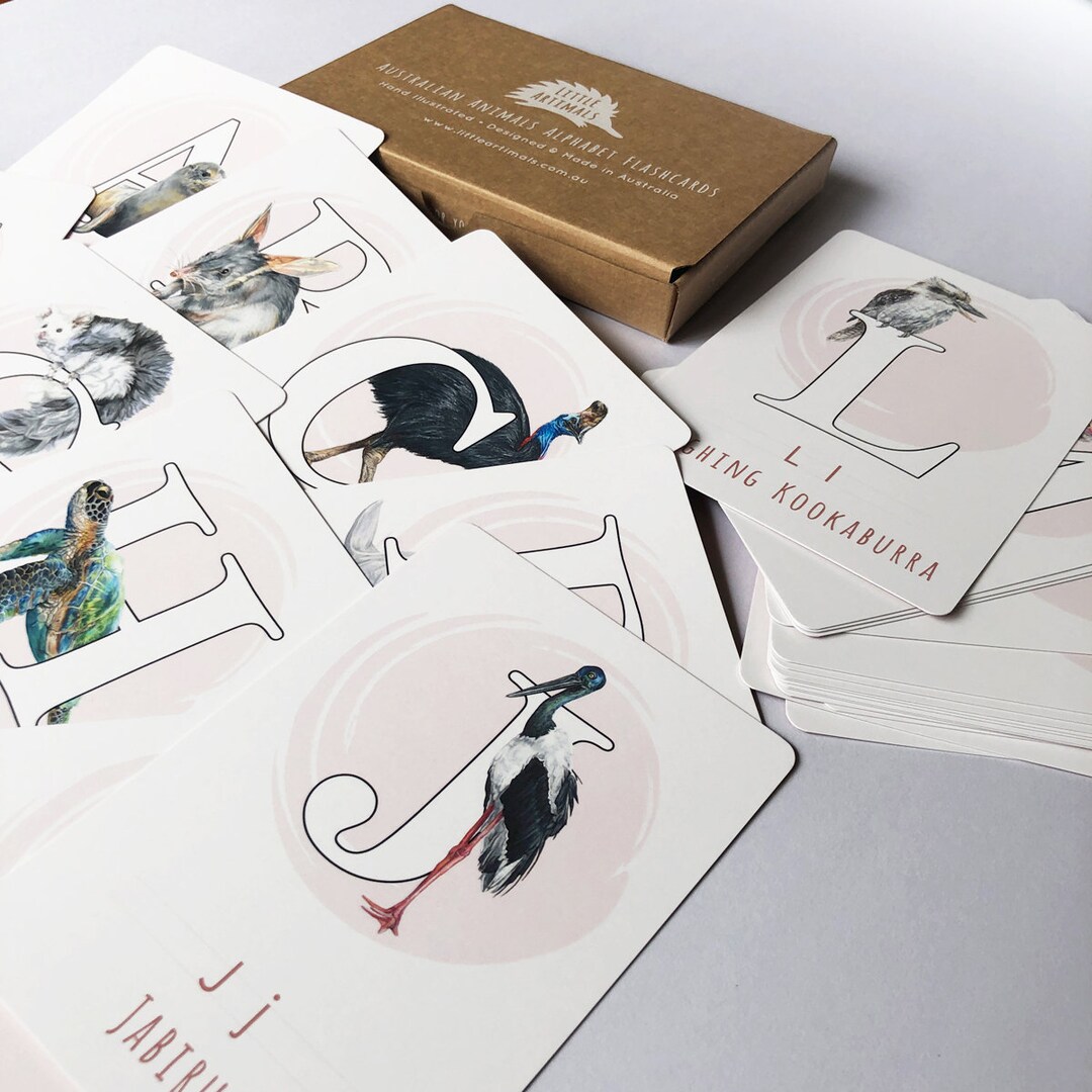 Alphabet Flashcards - Australian Animals | Montessori Flashcards | Hand ...