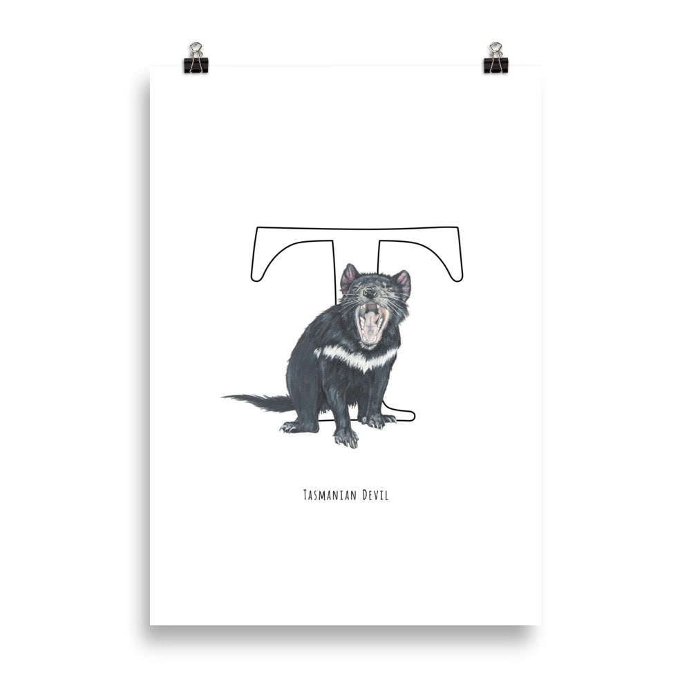Tasmanian Devil 'T' Poster - Digital Download - Etsy