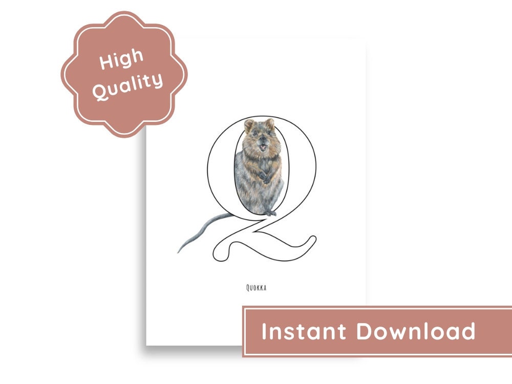 Quokka 'Q' Poster - Digital Download - Etsy