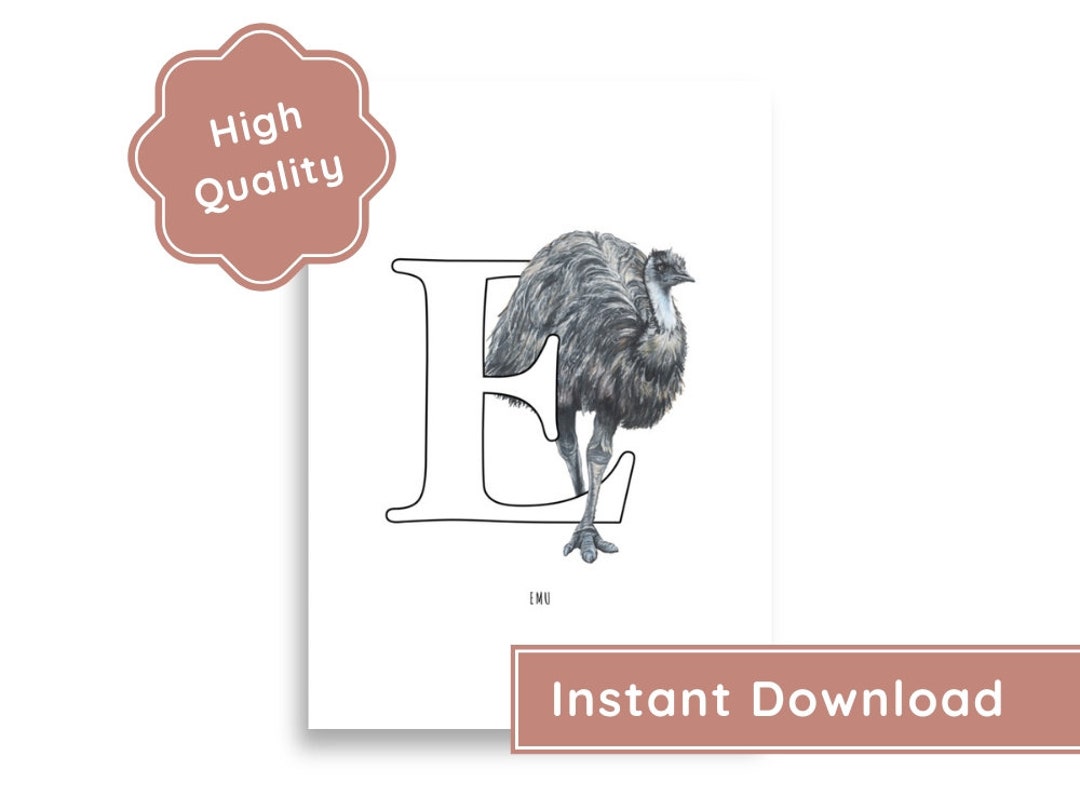 Emu 'E' Poster - Digital Download - Etsy