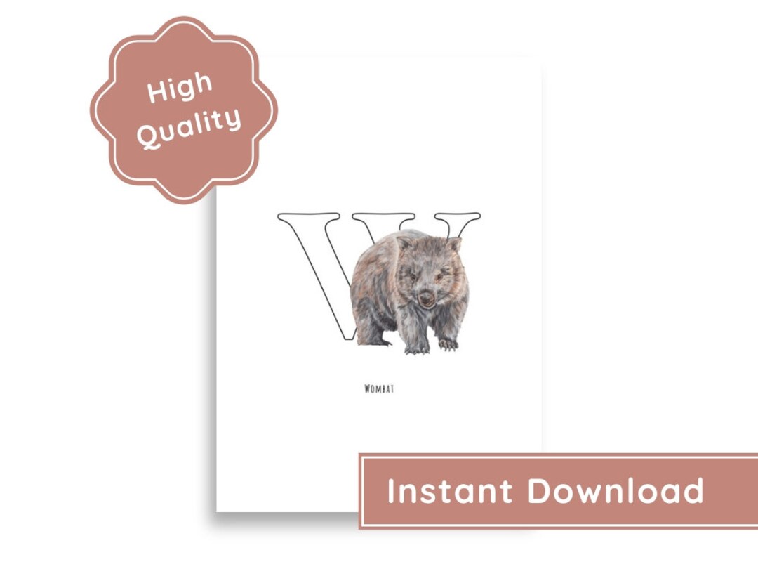 Wombat 'W' Poster - Digital Download - Etsy
