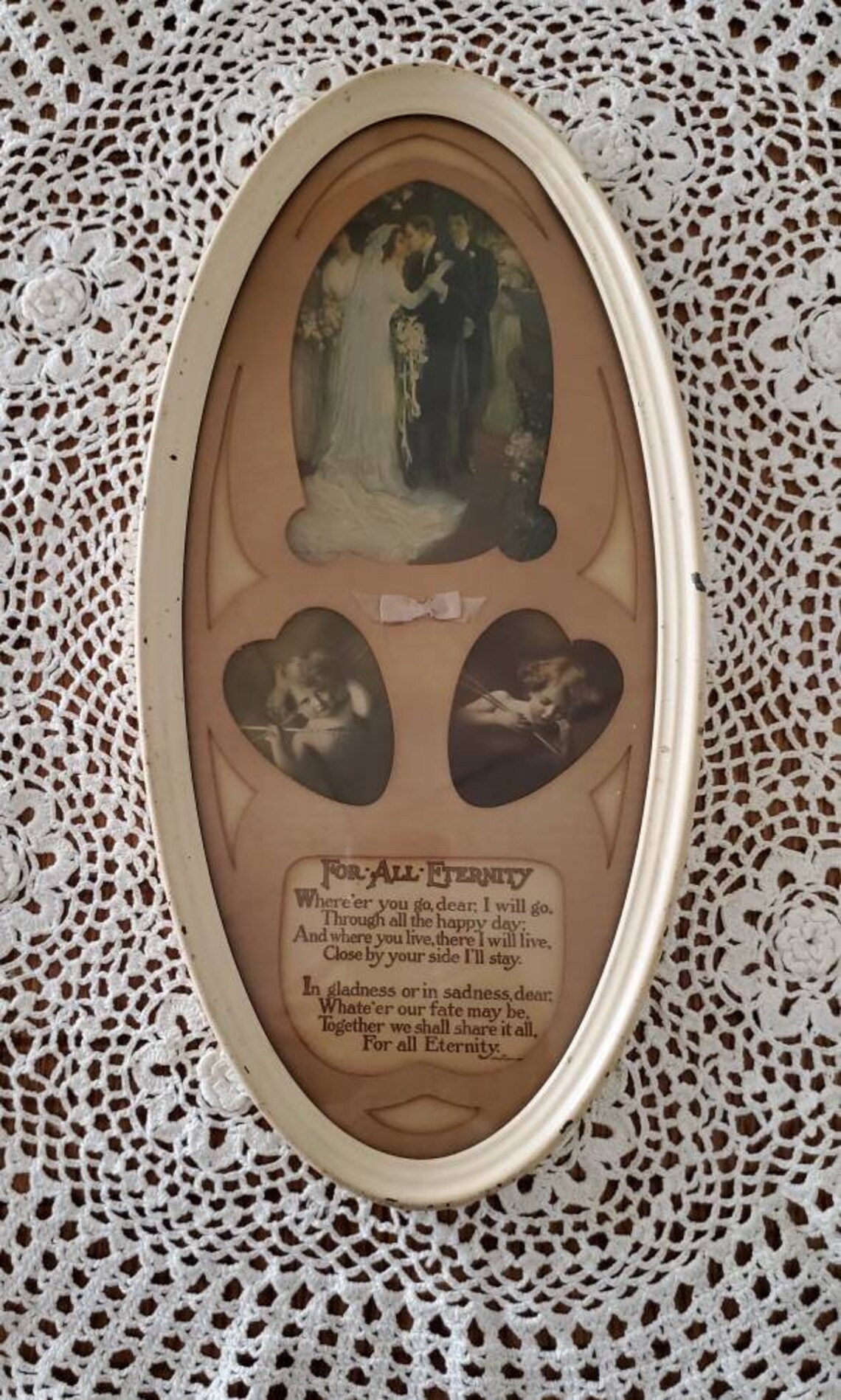 Antique Cupid Awake and Cupid Asleep in Oval Frame - Etsy