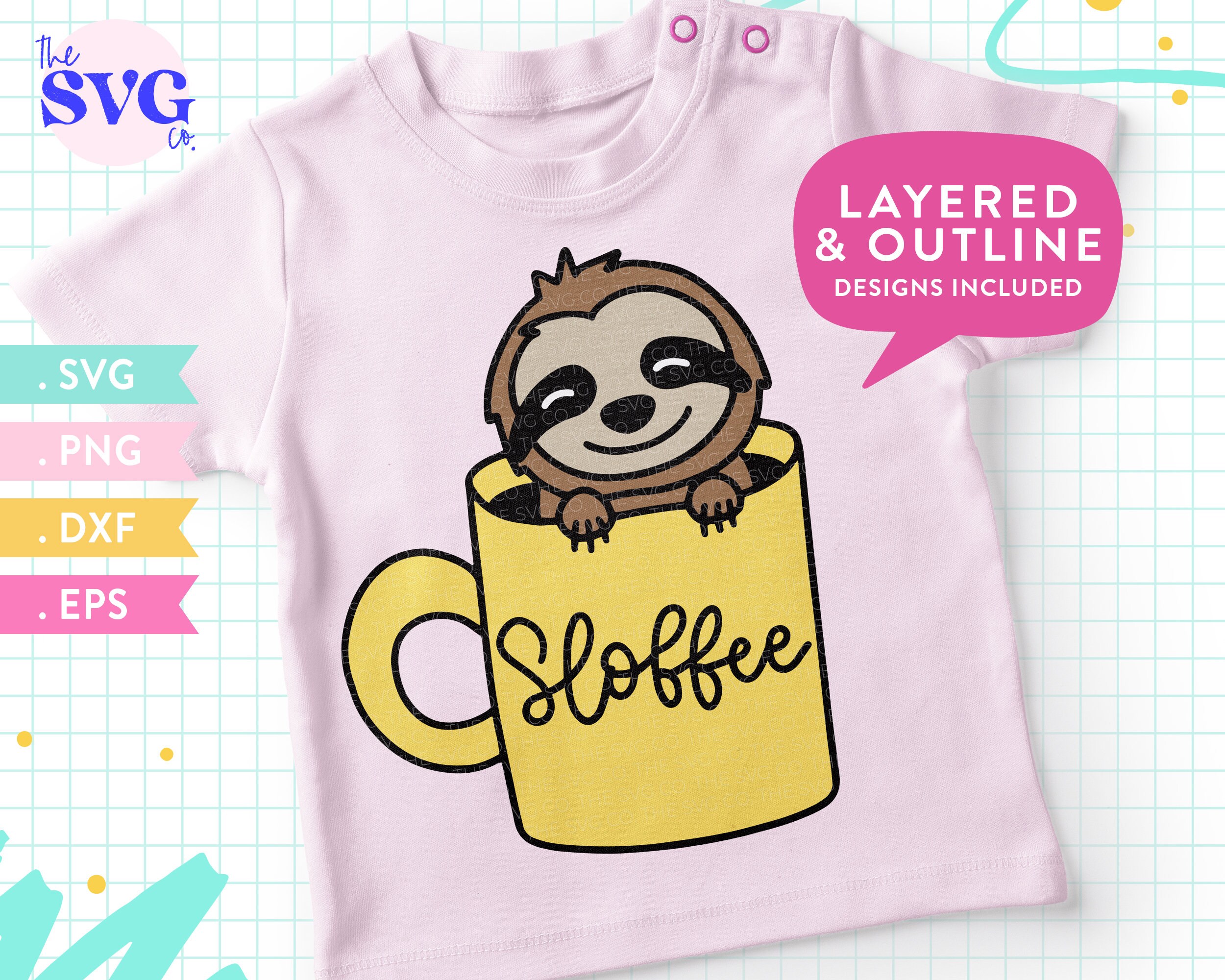 Sloth SVG Baby Sloth in Coffee Cup Svg Cute Animal Svg - Etsy