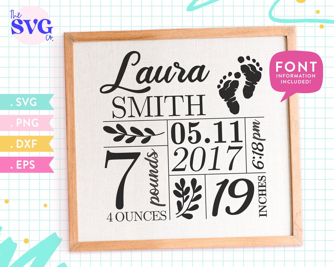 Birth Stats SVG Birth Announcement SVG Template Birth Stats - Etsy UK