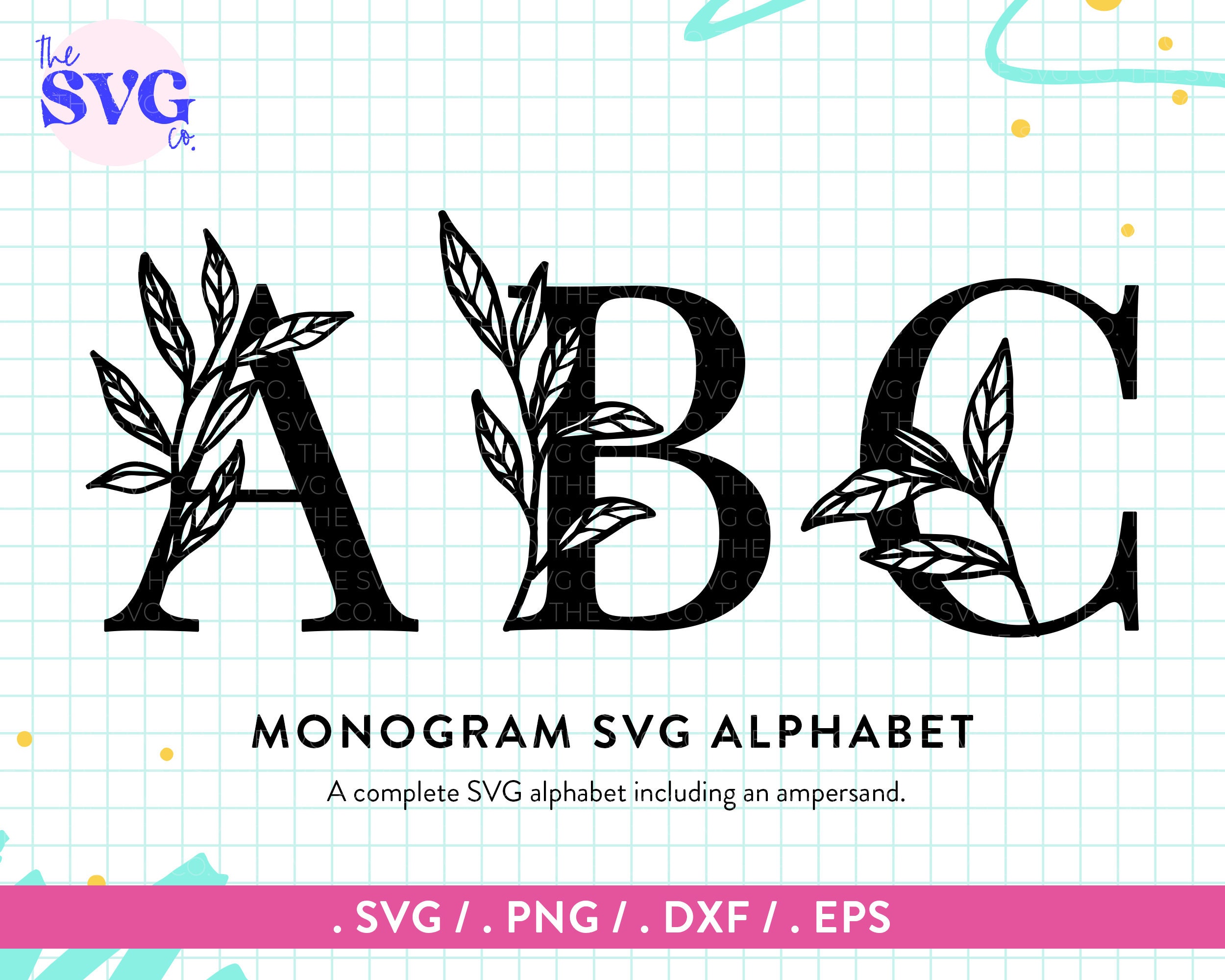Leaf Alphabet Monogram Font Svg Floral Wedding Monogram - Etsy