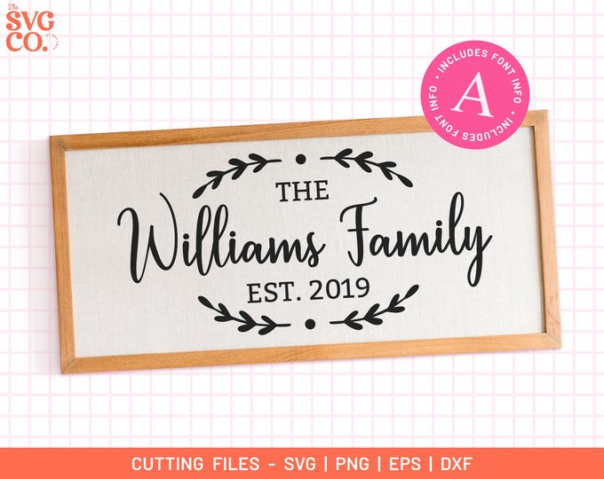 Last Name Svg Cut File. Family Name With Wreath Design. Monogram ...