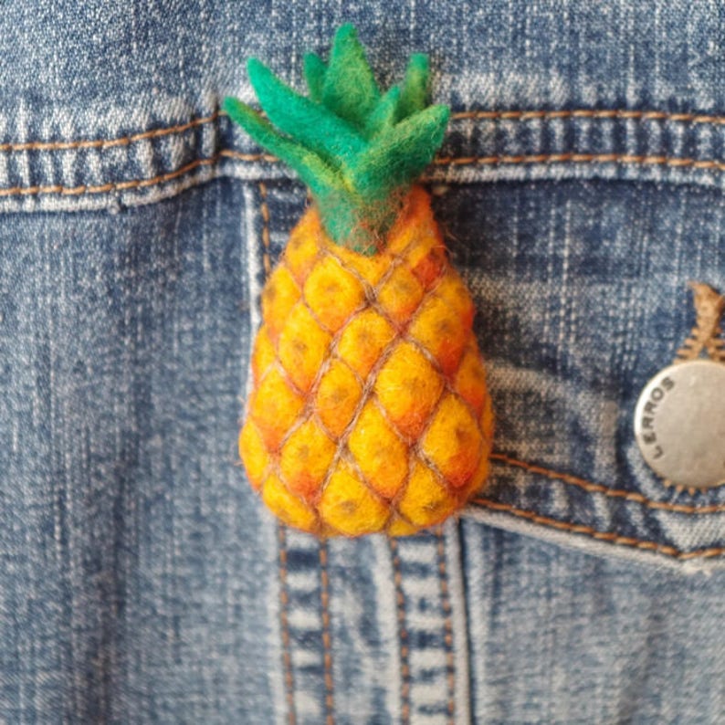 Pineapple Brooch Pineapple Pin Needle Felted Pin Wool Accessory Fruit ...