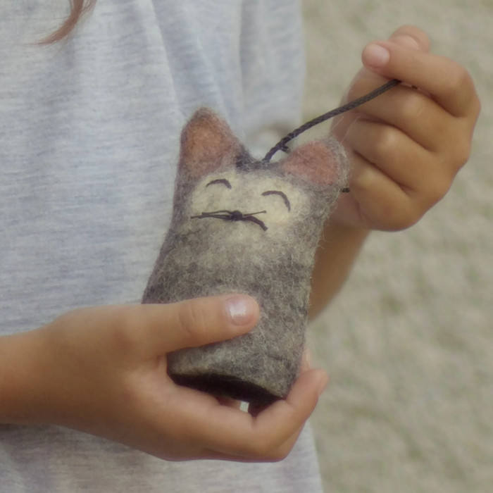 Kitty Key Case Key Bell Cat Key Pouch Kitty Key Cover Felted Cat Cute ...