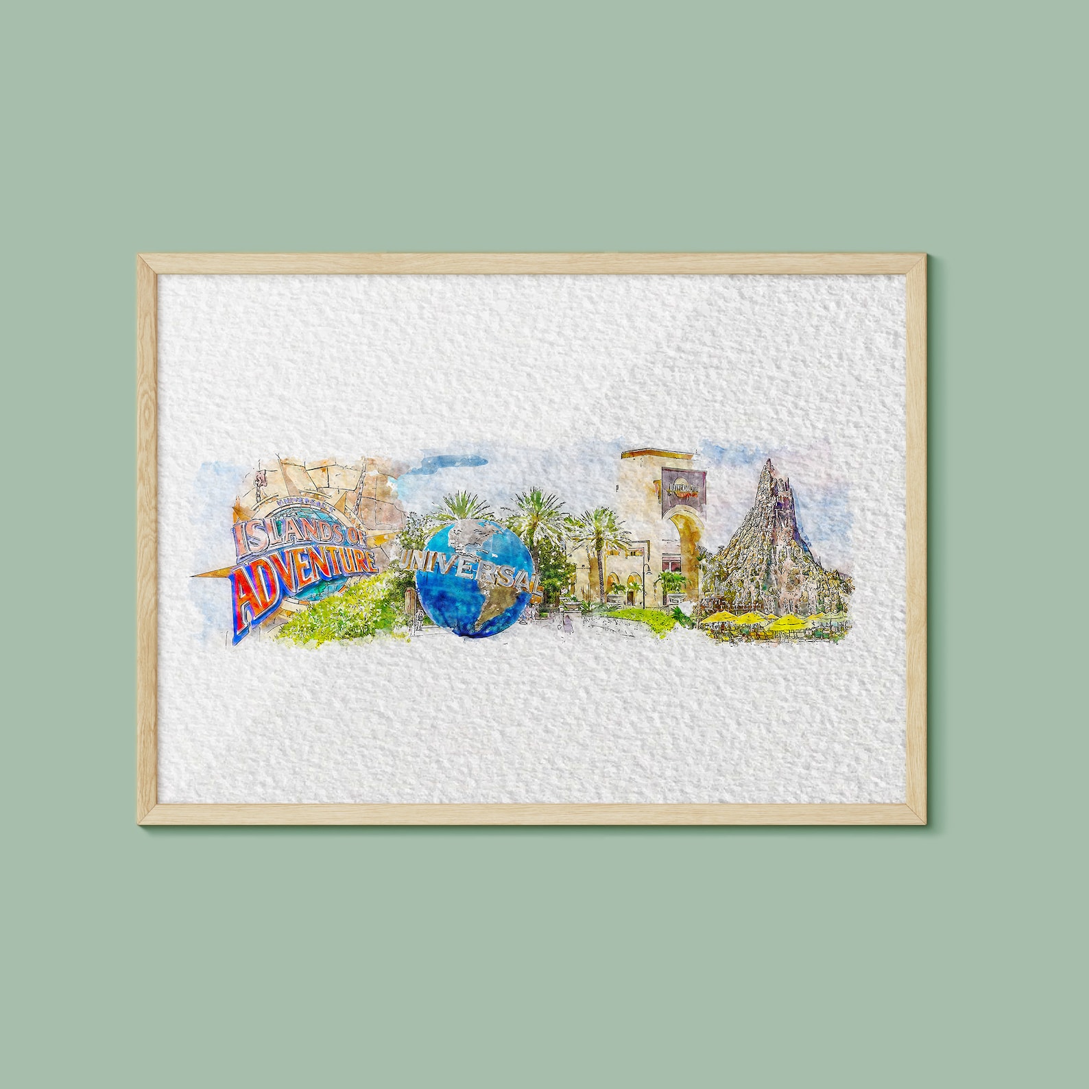 Universal Studios Three Parks Orlando Watercolour Print - Etsy UK