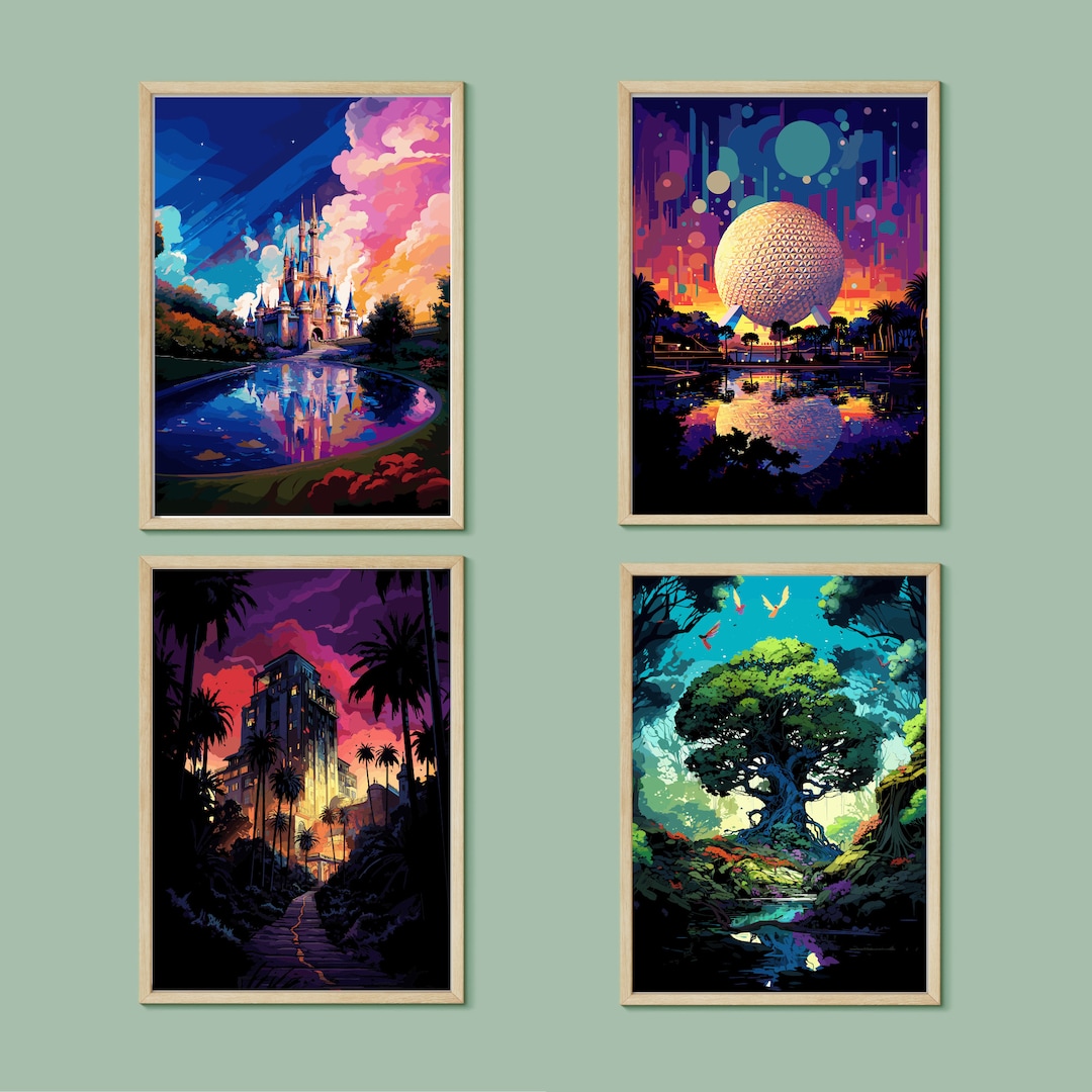 Disney Parks Retro Futurism Posters Bundle: Magic Kingdom, Epcot ...